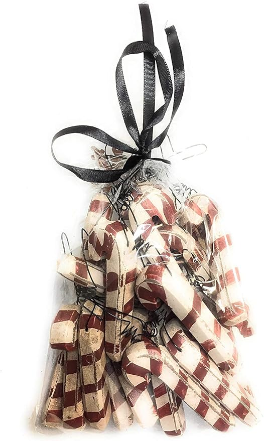 Amazon.com: Primitive Style Wooden Candy Cane Ornament Set of 24