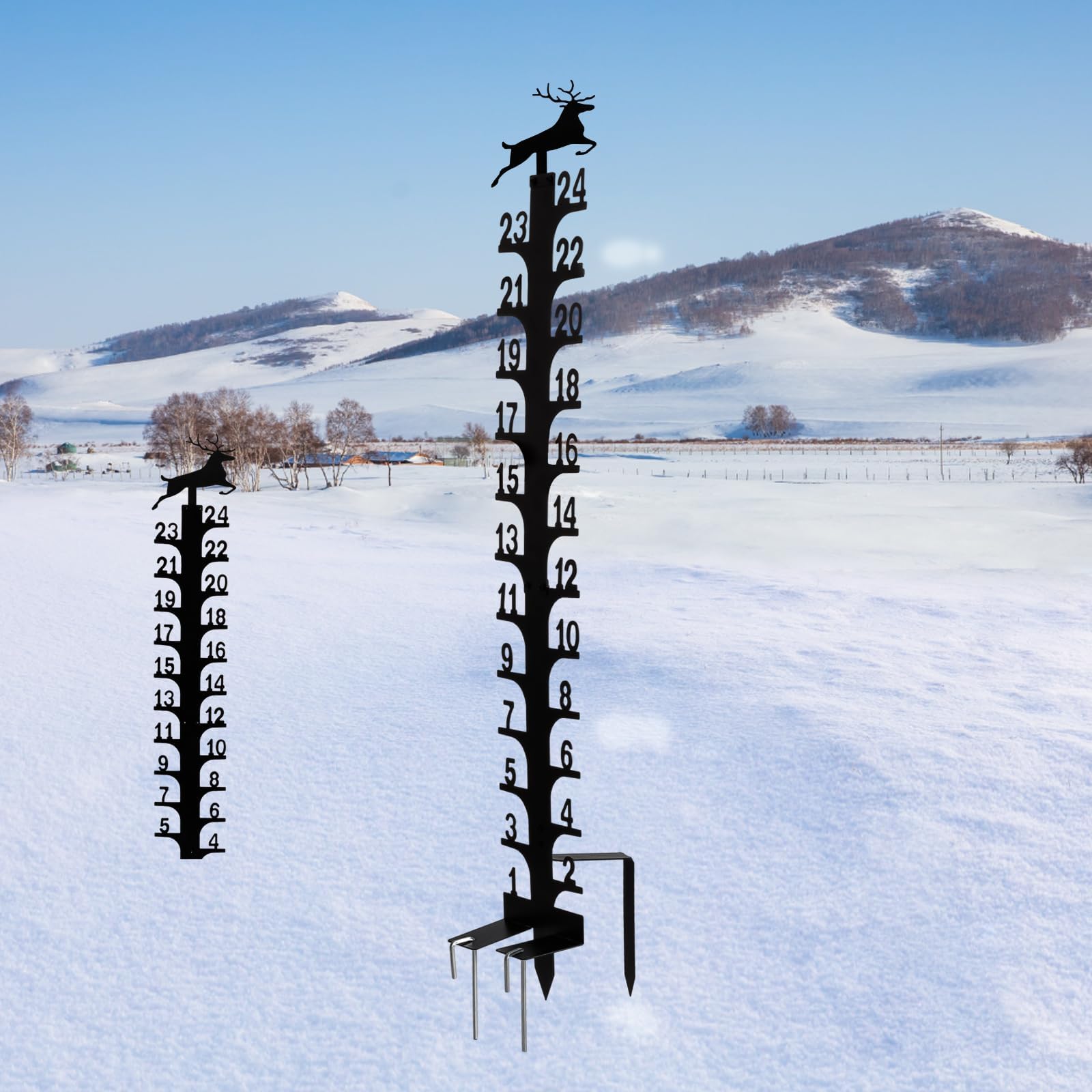 Amazon.com : Jonuiony Iron Art Snow Gauge, 24 inch Deer Snow Gauge ...