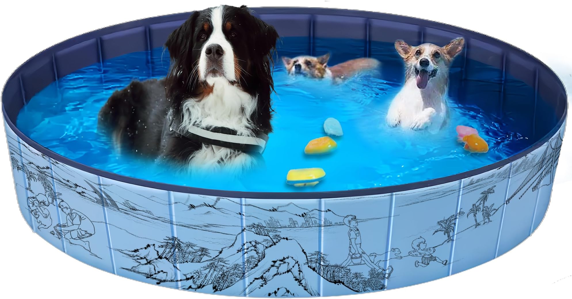 Amazon.com: JEASONG Foldable and Portable Dog Pool, 63 inch 160cm Dog ...