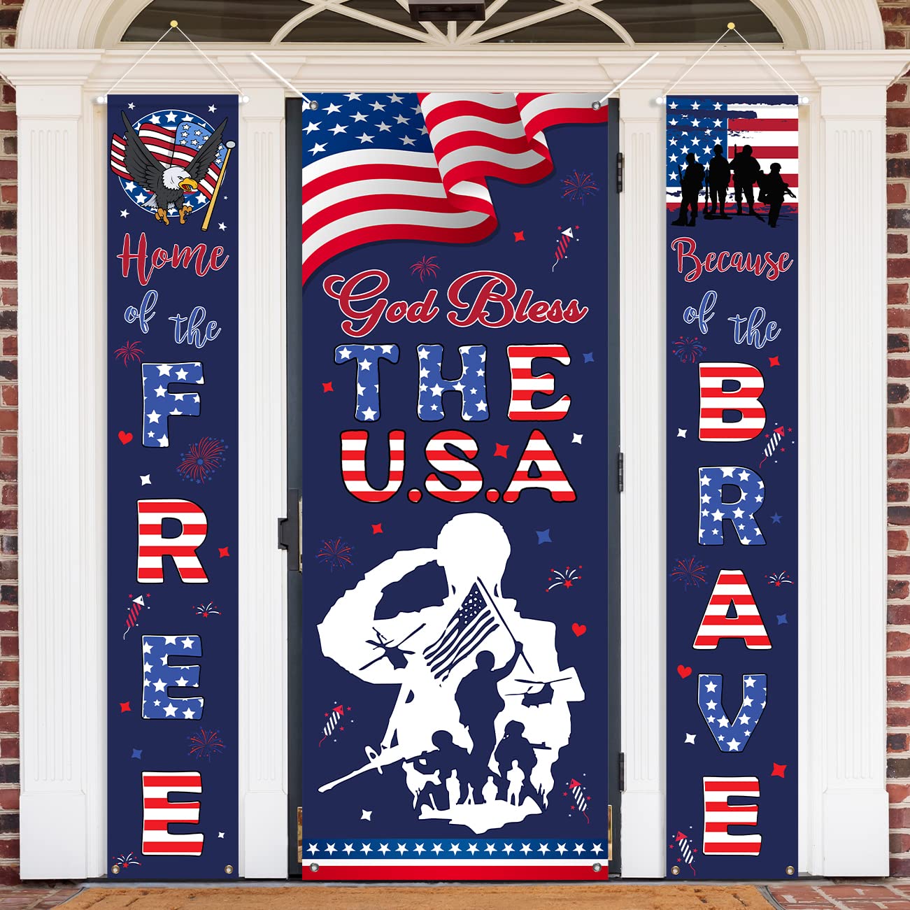 Amazon.com: 4th of July Door Decor Patriotic Banner 3 Pcs Home of the ...