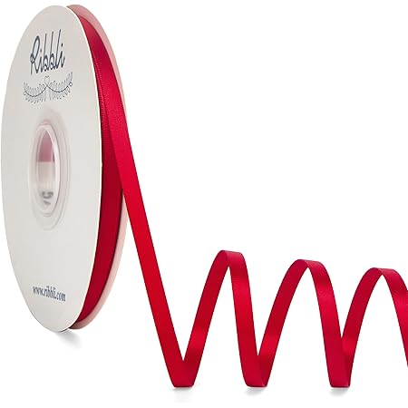 Amazon.com: Ribbli Red Satin Ribbon,Double Faced Satin 1/4 inch x ...