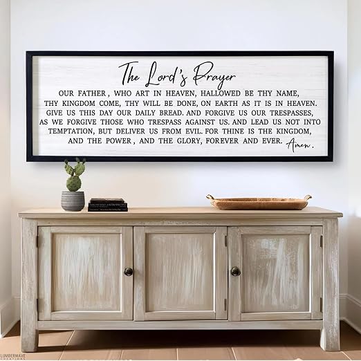Amazon.com: Our Father Prayer Bible Verse Framed Wall Art, 40''×15 ...