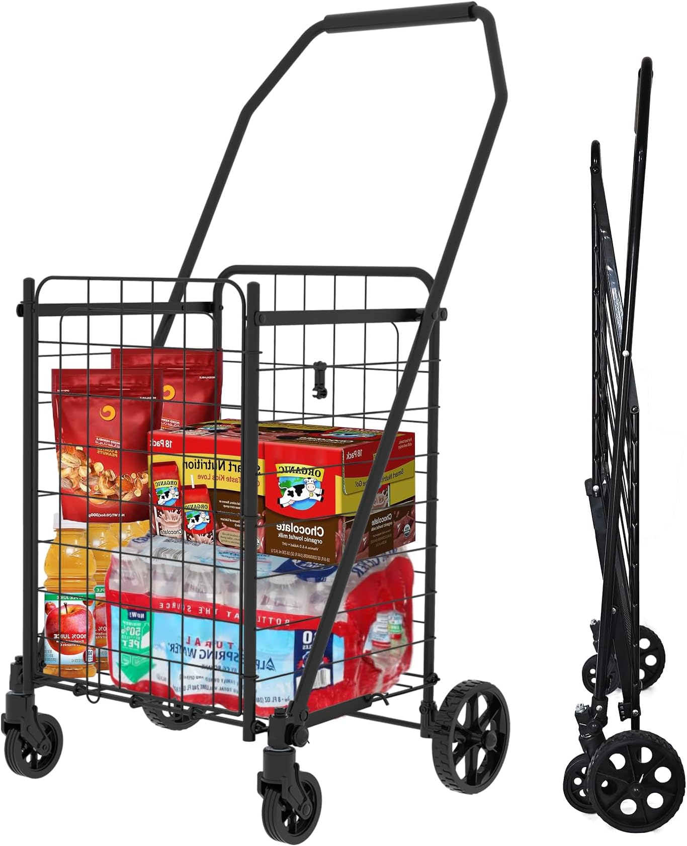 Amazon.com: Kiffler Grocery Shopping Cart with 360° Rolling Swivel ...