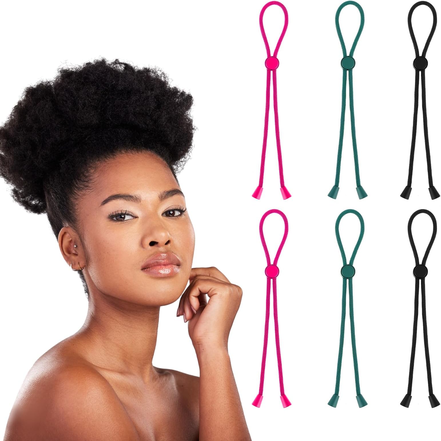 Amazon.com : WLLHYF 5Pcs Adjustable Headband Afro Puff Ponytail Ties ...