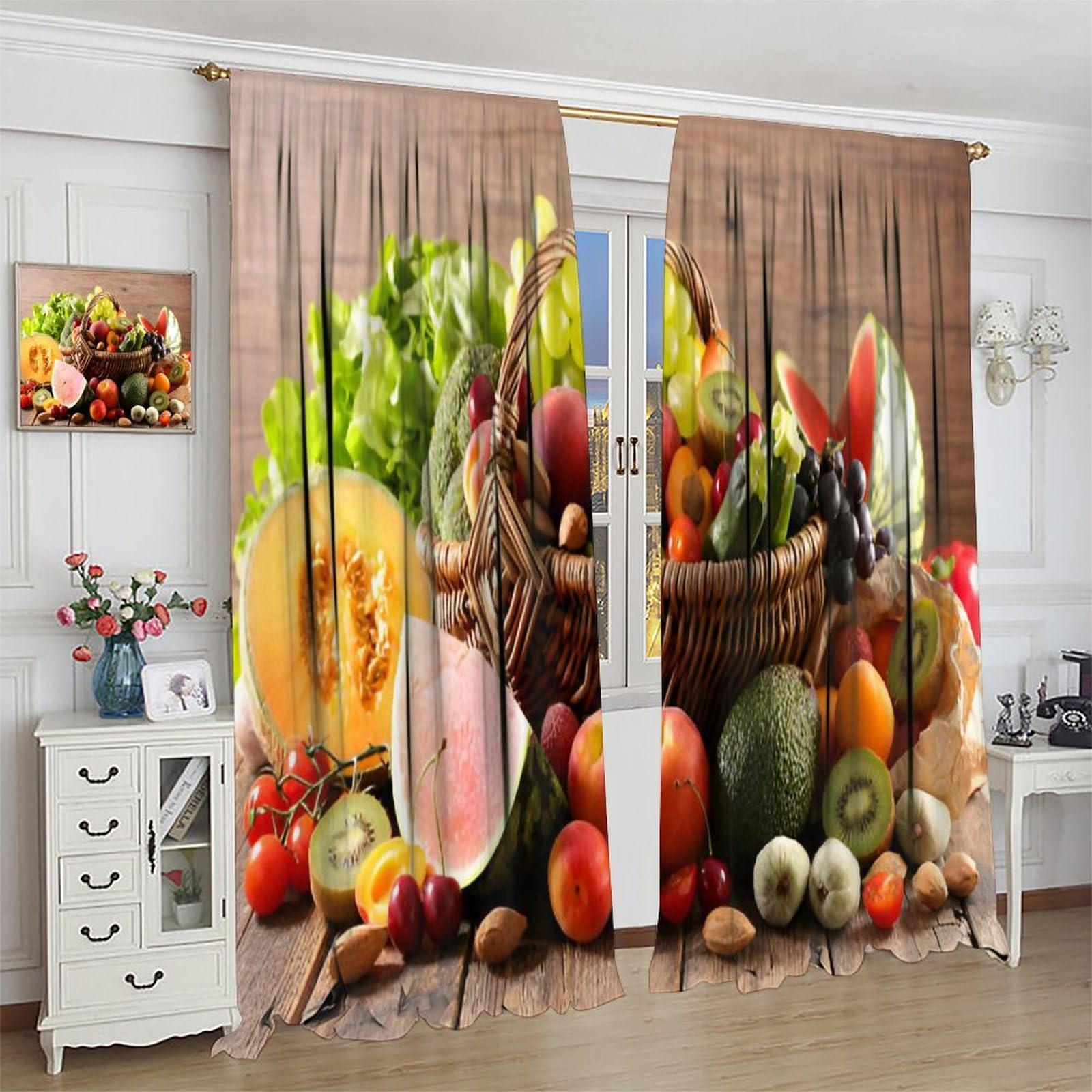 Fruit Kitchen Curtains Multicolor Fruit And Vegetable Roller Blind