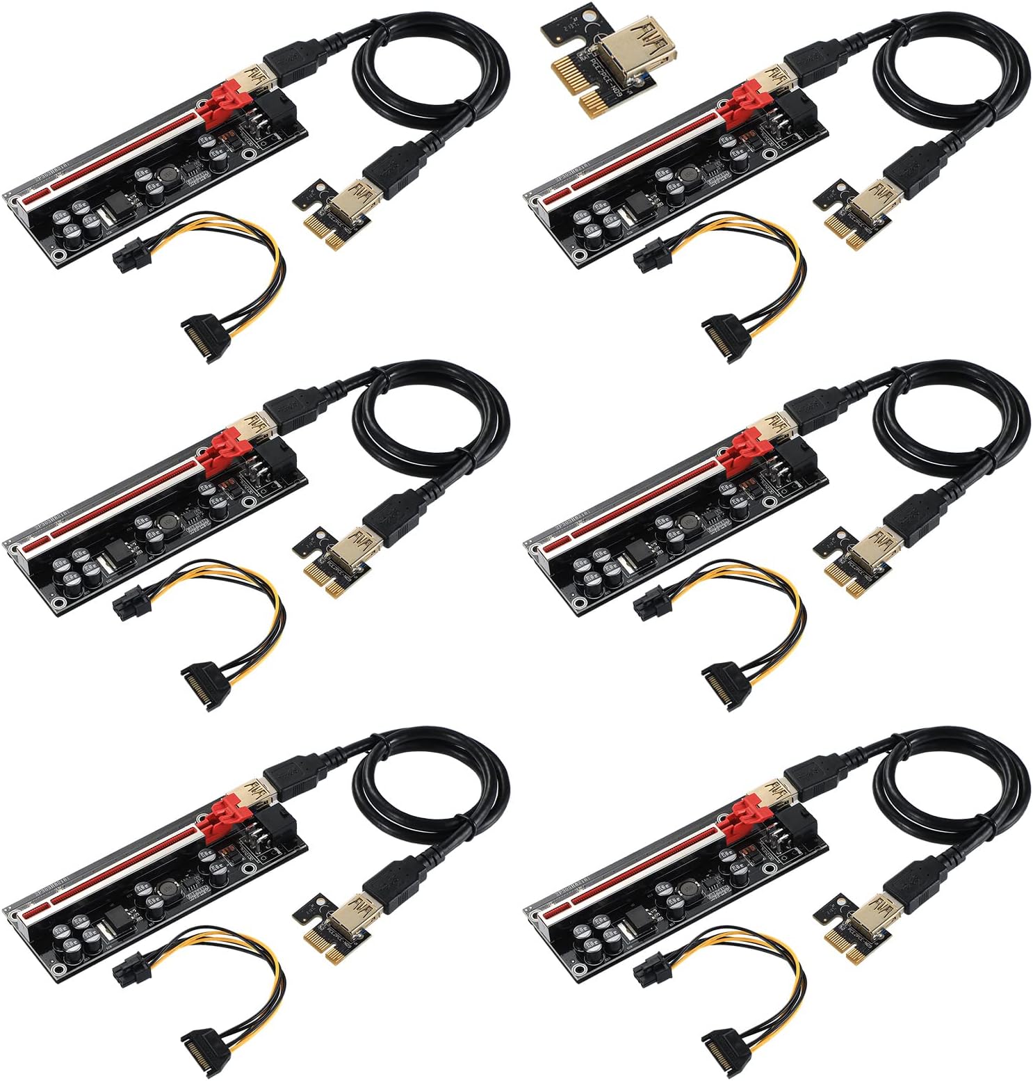 MZHOU PCIE Riser 1X to 16X Graphic Extension for Bitcoin GPU Mining ...