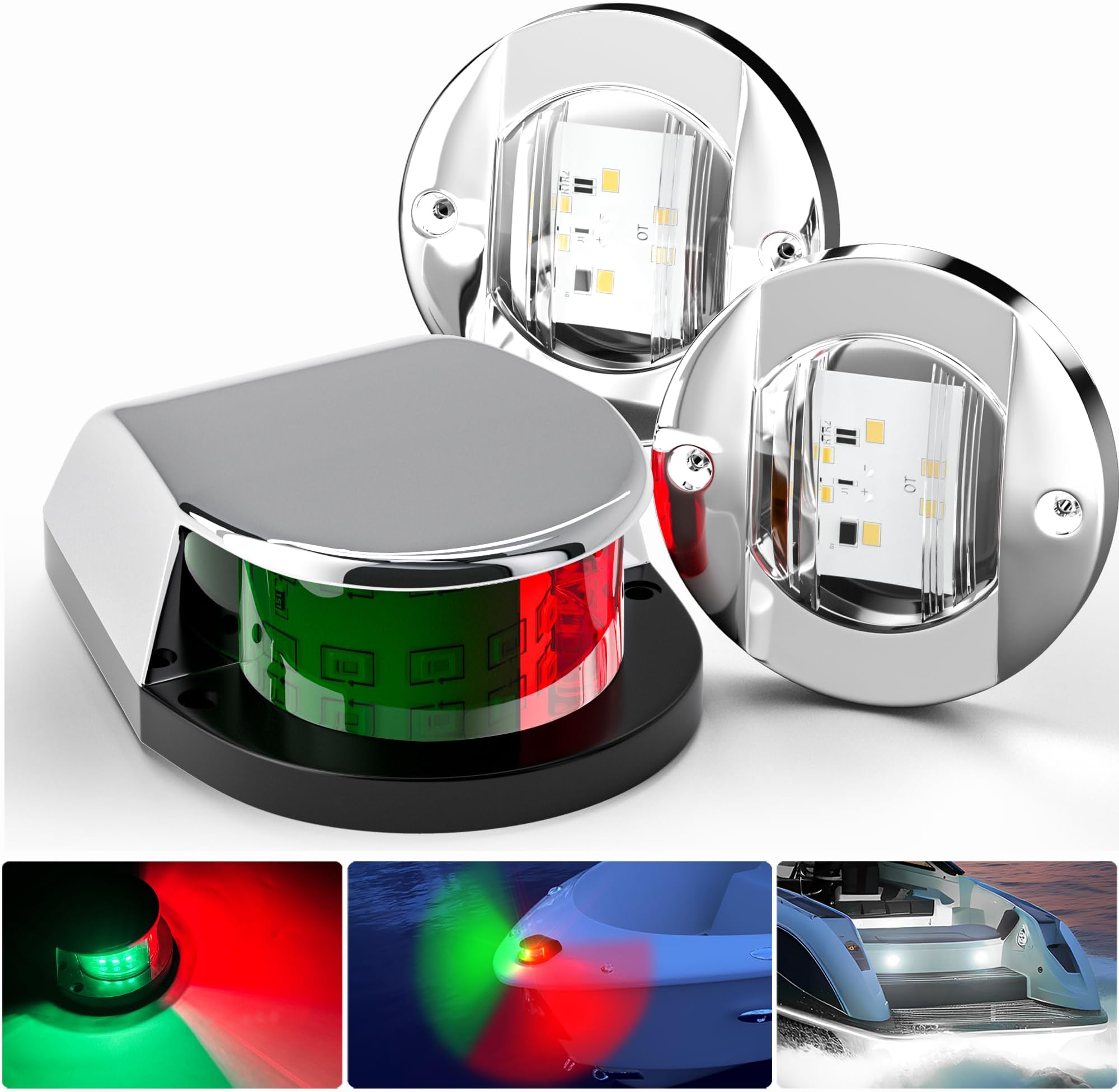 Amazon.com: PSEQT Boat Navigation Lights LED Waterproof Marine Bow ...