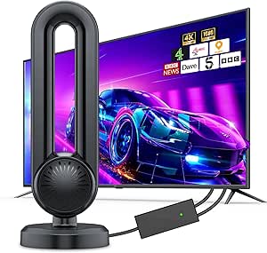 TV Aerial, Indoor TV Aerial for Smart TV with Signal Booster 560+ Miles ...