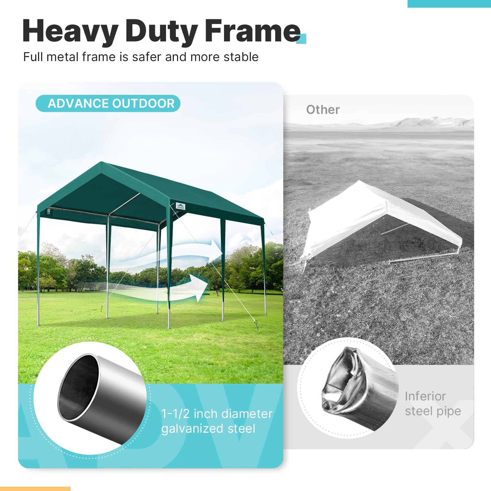 Snapklik.com : ADVANCE OUTDOOR Adjustable 10x20 Ft Heavy Duty Carport ...