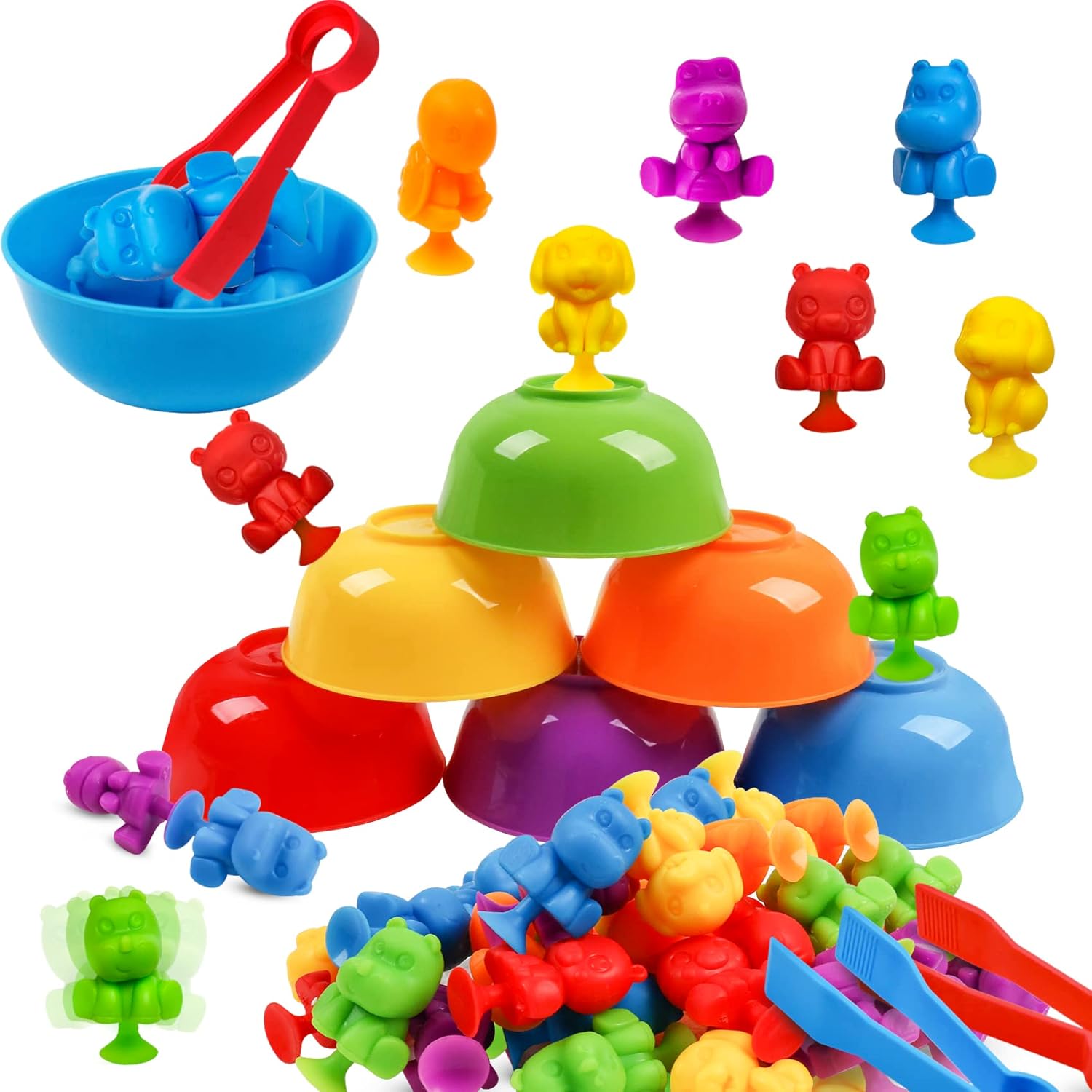 Amazon.com: Counting Animals Suction Cup Bath Toys Matching Games with ...