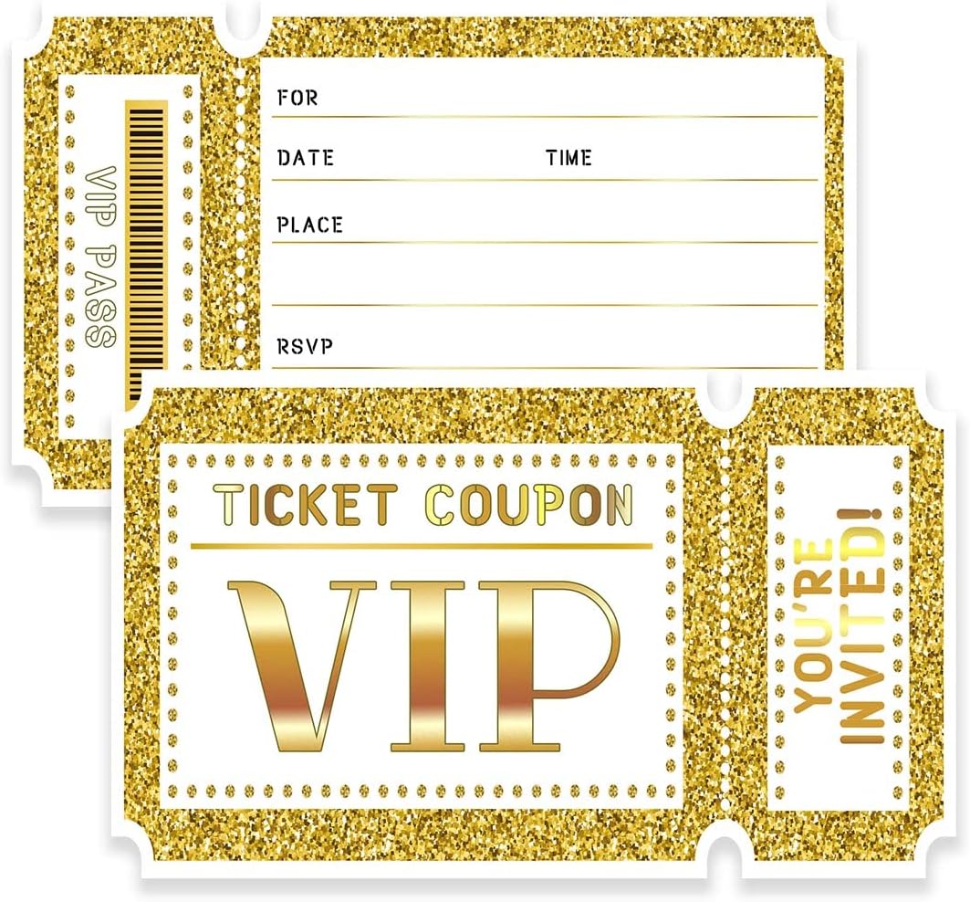 Amazon.com : wuguimeii 20 VIP Ticket Coupon Invitations with Envelopes ...