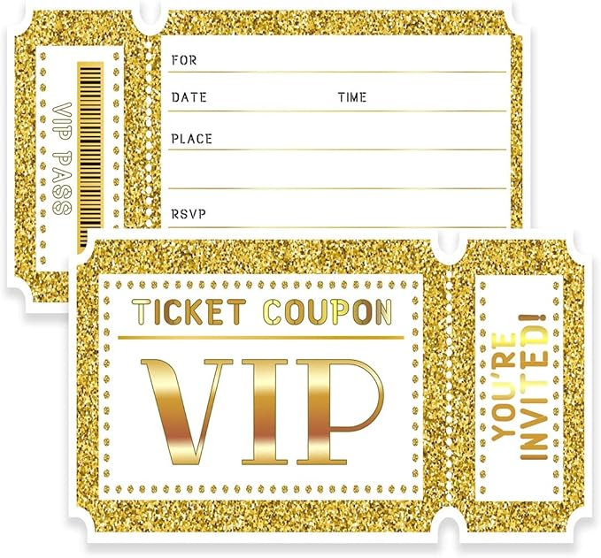 Amazon.com : wuguimeii 20 VIP Ticket Coupon Invitations with Envelopes ...