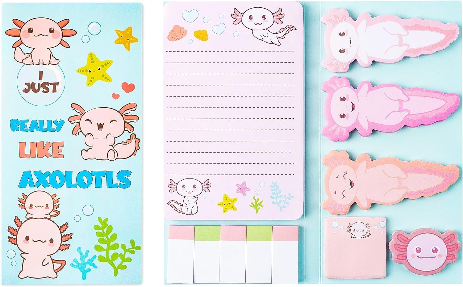 A1DIEE Axolotl Sticky Notes Nette Cartoon Pastell Memo Set Mexican ...