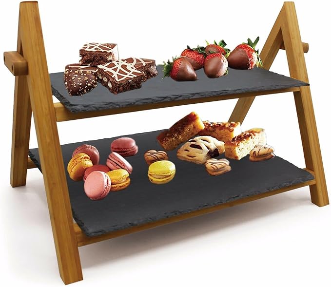 2 Tier Slate Cake Stand Wedding Tiered Serving Display Stand Food ...