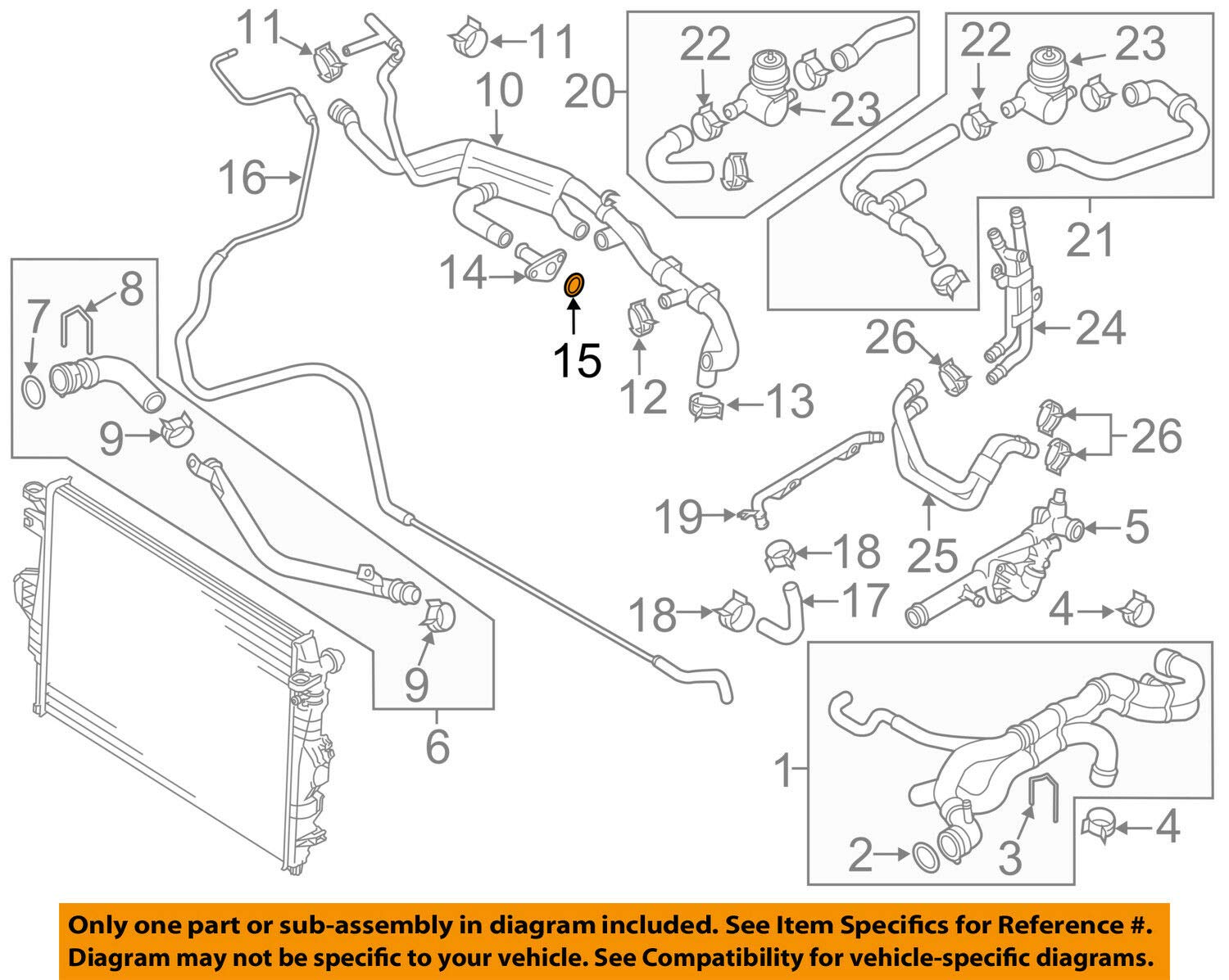 Amazon.com: Volkswagen 03H 121 041 B, Engine Coolant Outlet Gasket ...