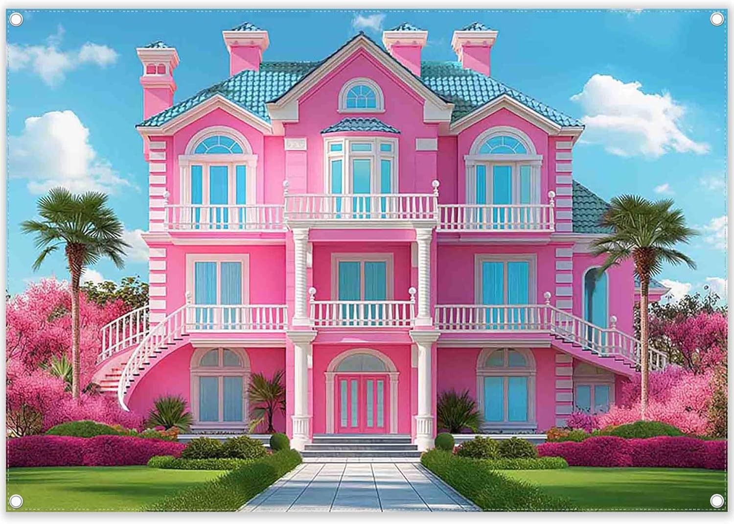 Amazon.com : ZTHMOE Fabric 7x5ft Pink House Photography Backdrop ...