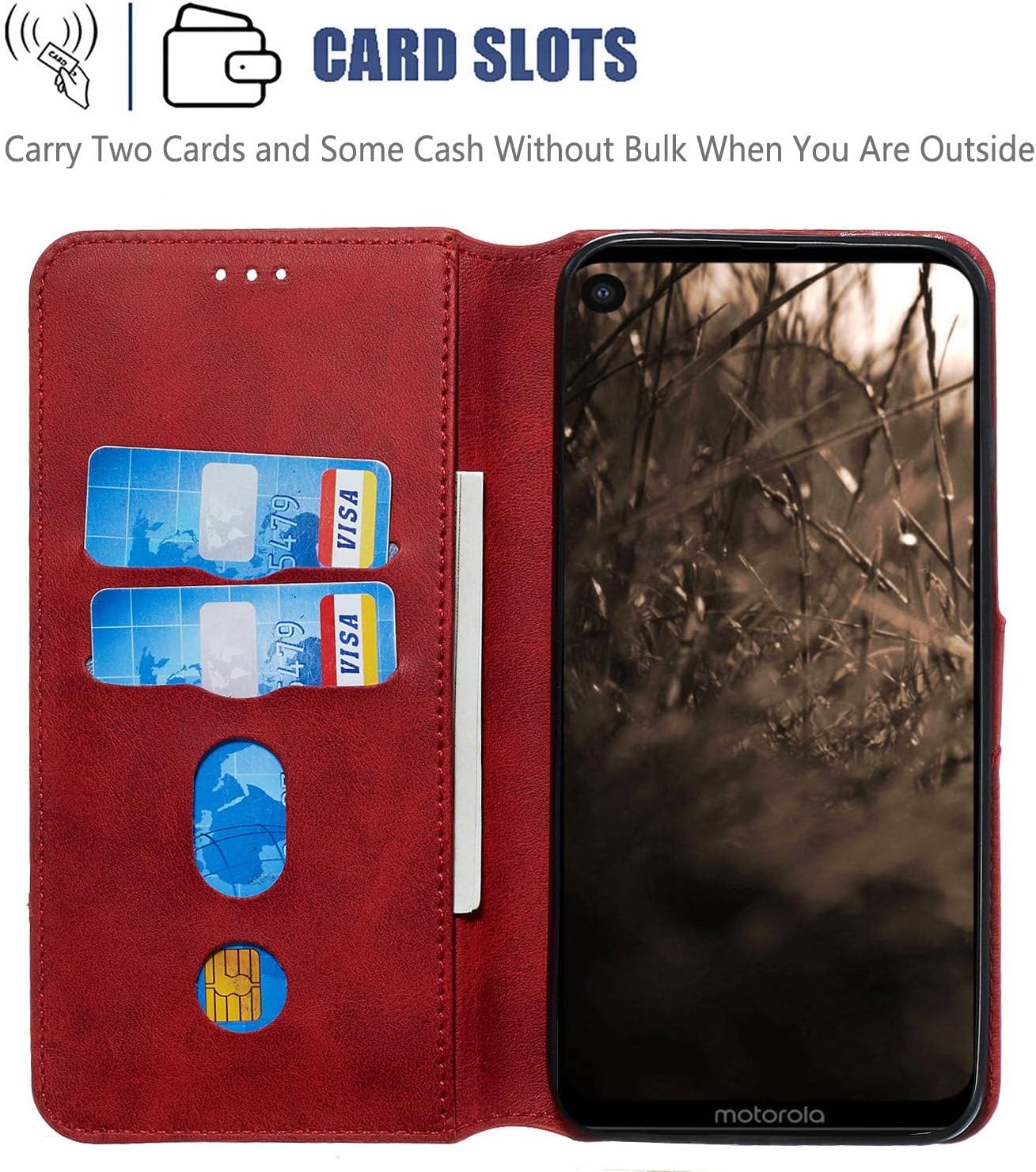 Coque en Cuir Motorola Moto G8-P40 Power-One Action étuis à Rabat Folio ...