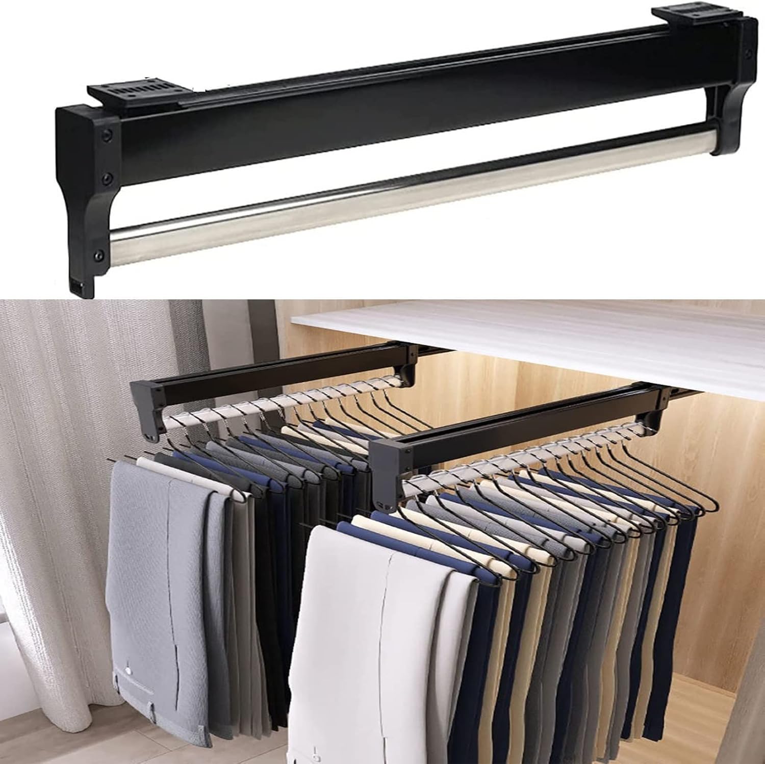 Trouser Hangers Extendable Closet Rod - Adjustable Clothes Organizer ...