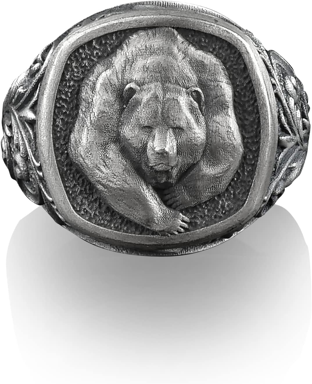 BySilverStone Jewelry - Scandinavian Grizzly Bear Square Signet Ring ...