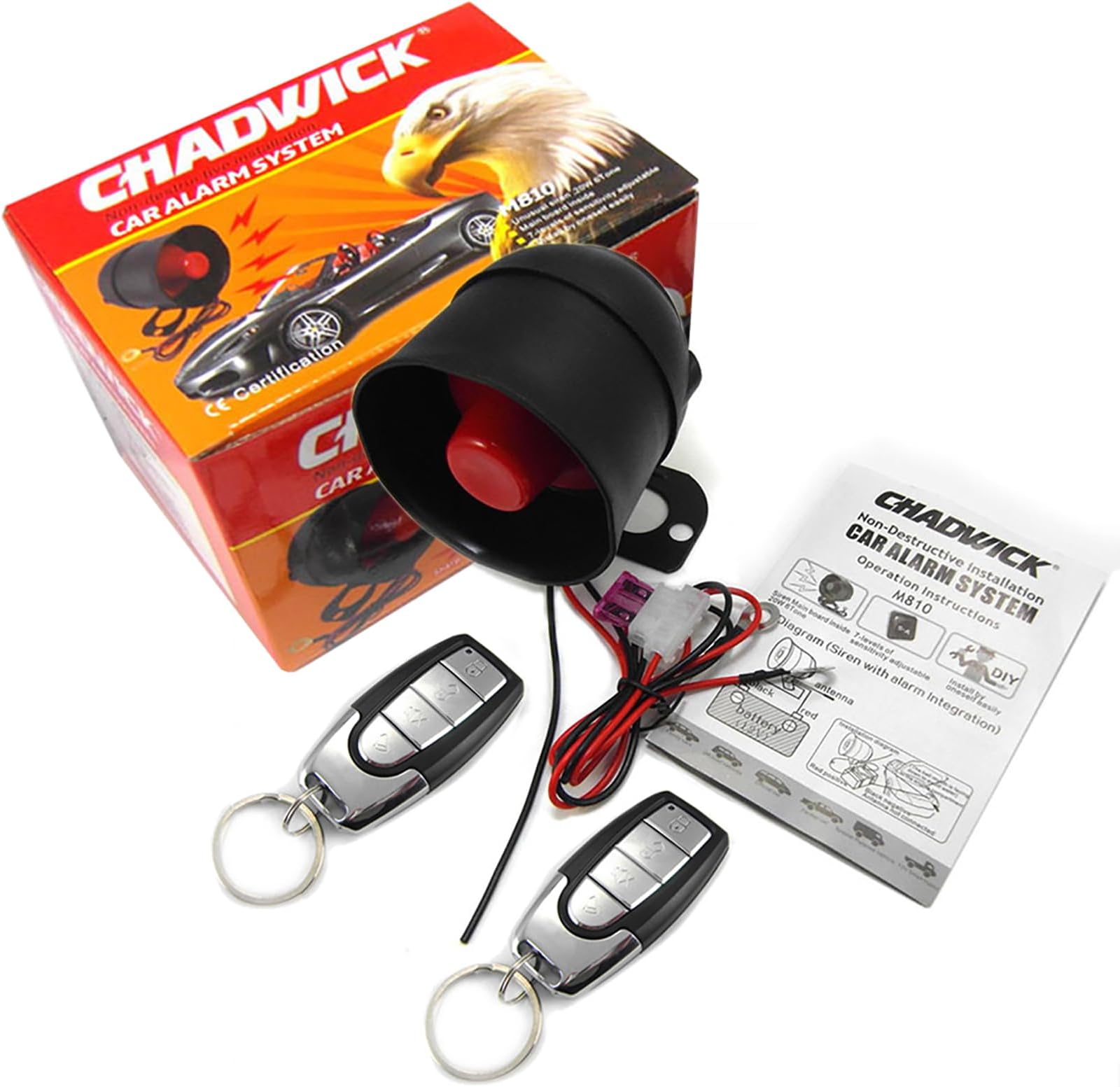 Amazon.com: YOMTOVM 12V Car Alarm System, Anti-Theft Horn Siren with 7 ...