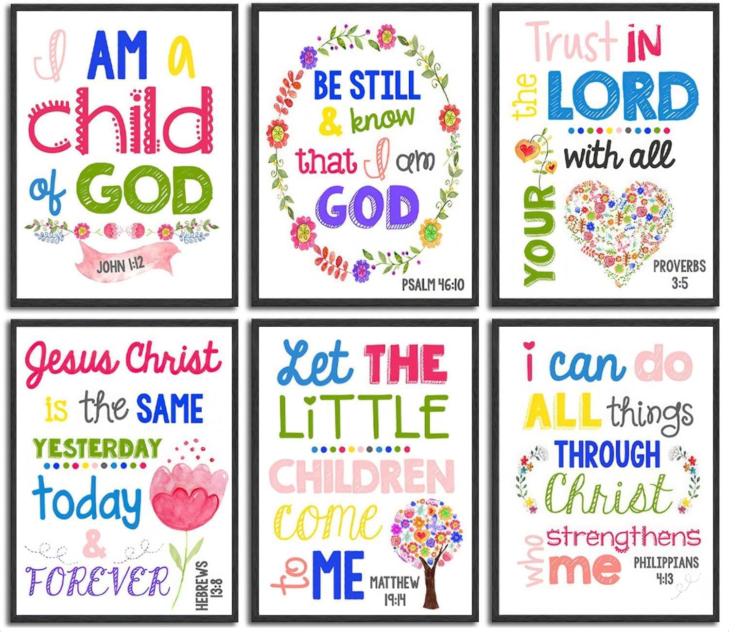 Amazon.com: 6Pcs Christian Nursery Wall Art Bible Text Poster Print ...
