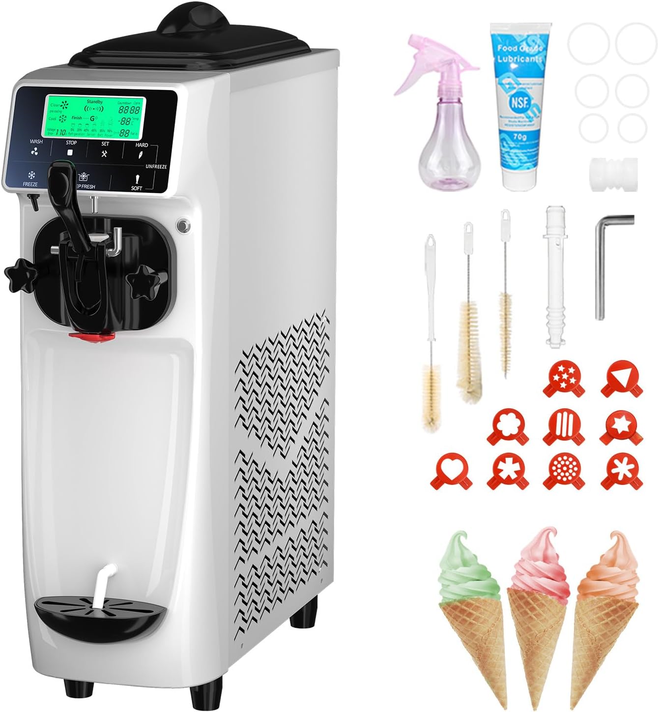 Amazon.com: BZD Commercial Ice Cream Maker Machine - 2200W 3 Flavors ...
