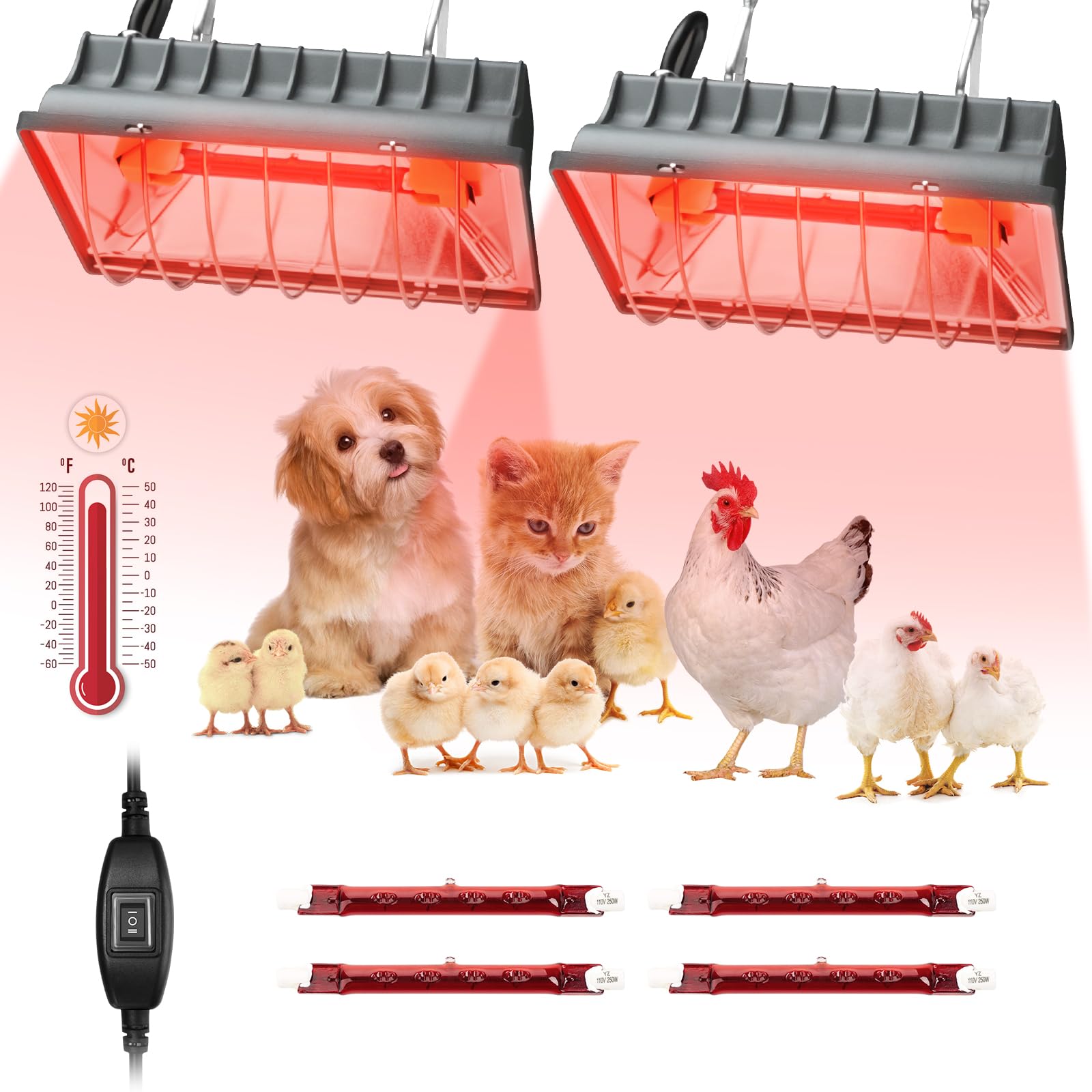 Amazon.com: Chicken Coop Heat Lamp for Dog Kennel, Cat Bed, Reptiles ...