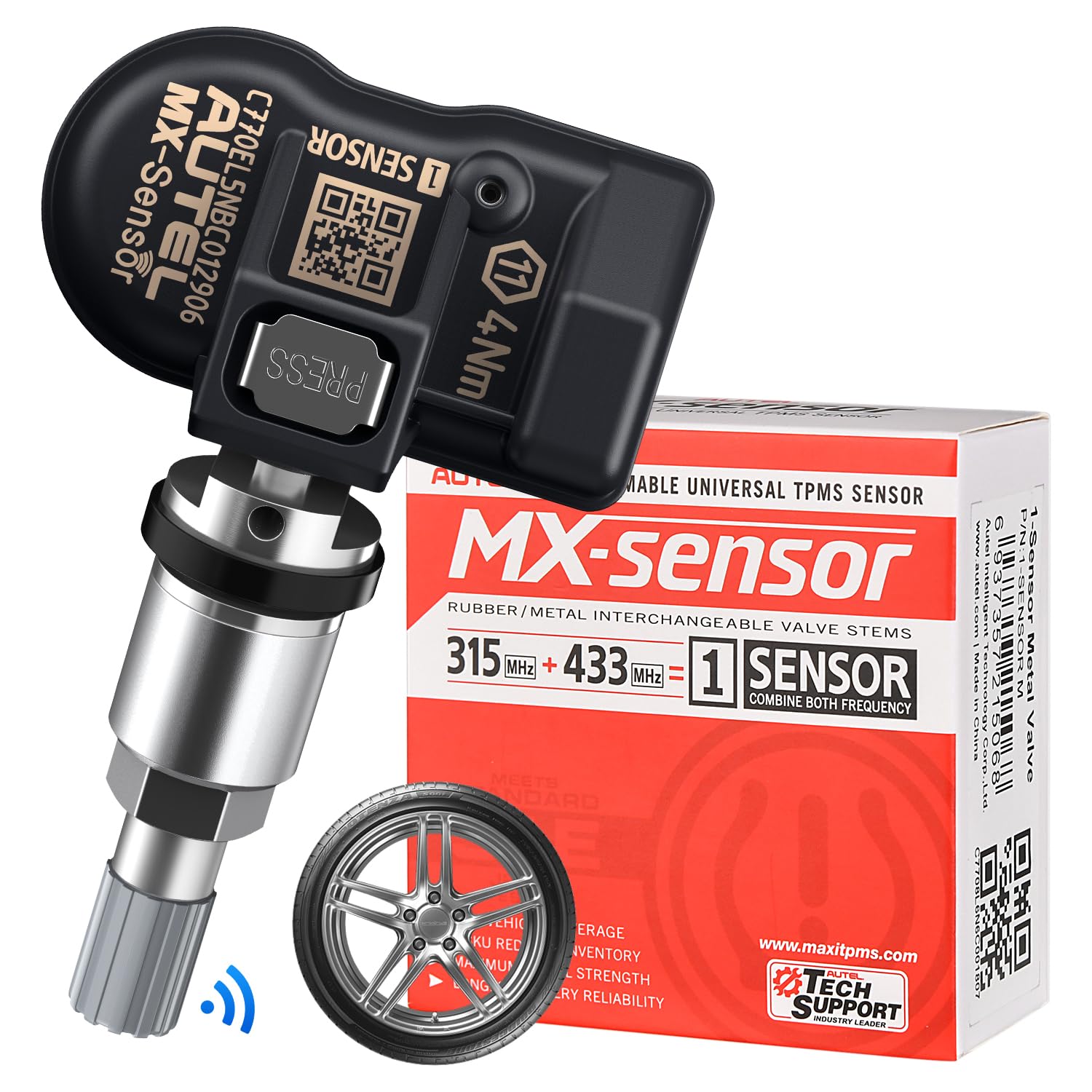 Autel TPMS MX Sensor 315Mhz/ 433Mhz 2in1 Tire Sensor, OE Level Press ...
