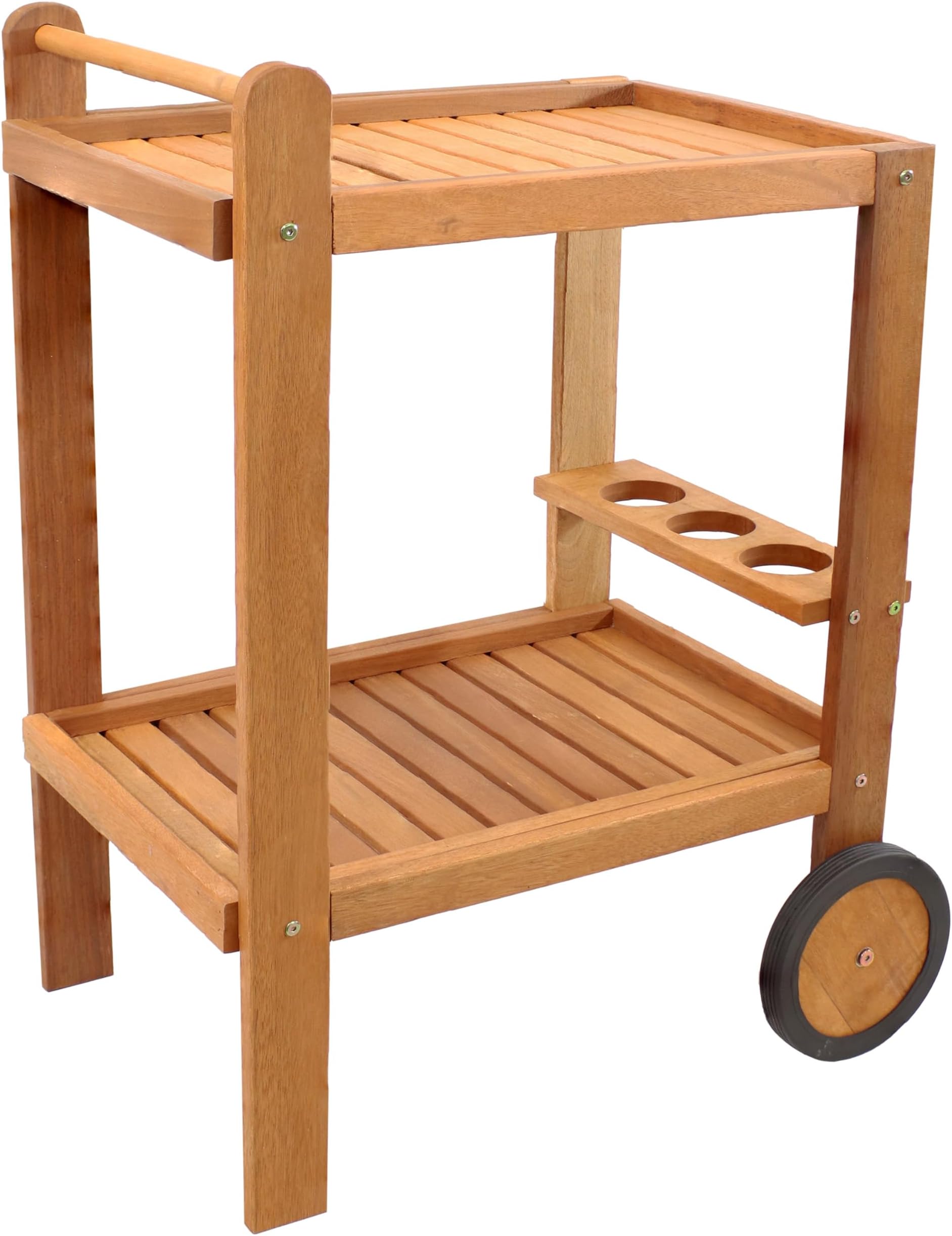 Amazon.com: Sunnydaze Outdoor Wood Bar Cart with Wheels - Malaysian ...