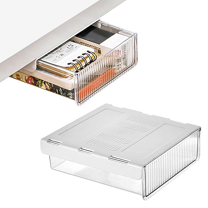 TERRIFI Under Desk Drawer, Self-Adhesive Attachable Storage Organizer ...