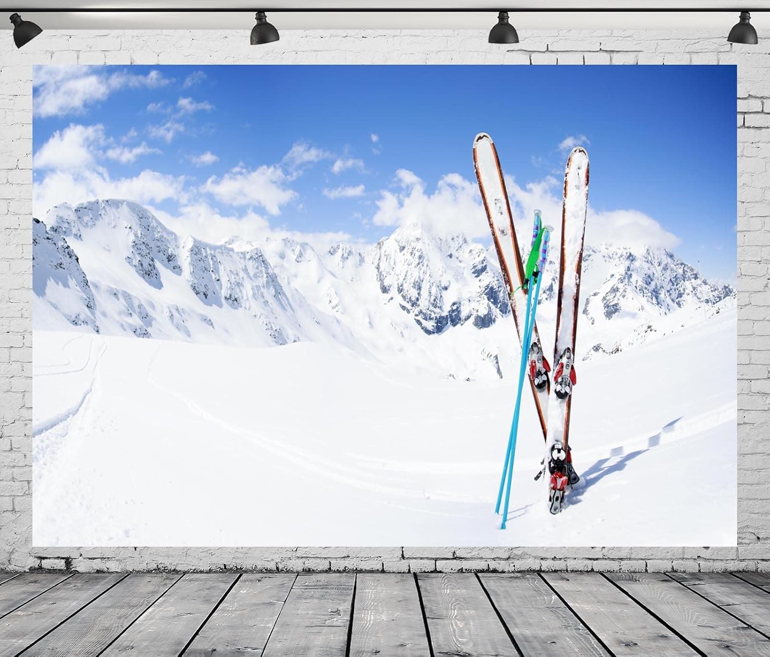 Amazon.com : Loccor 5x4ft Fabric White Snow Mountain Backdrop Sky Sport ...