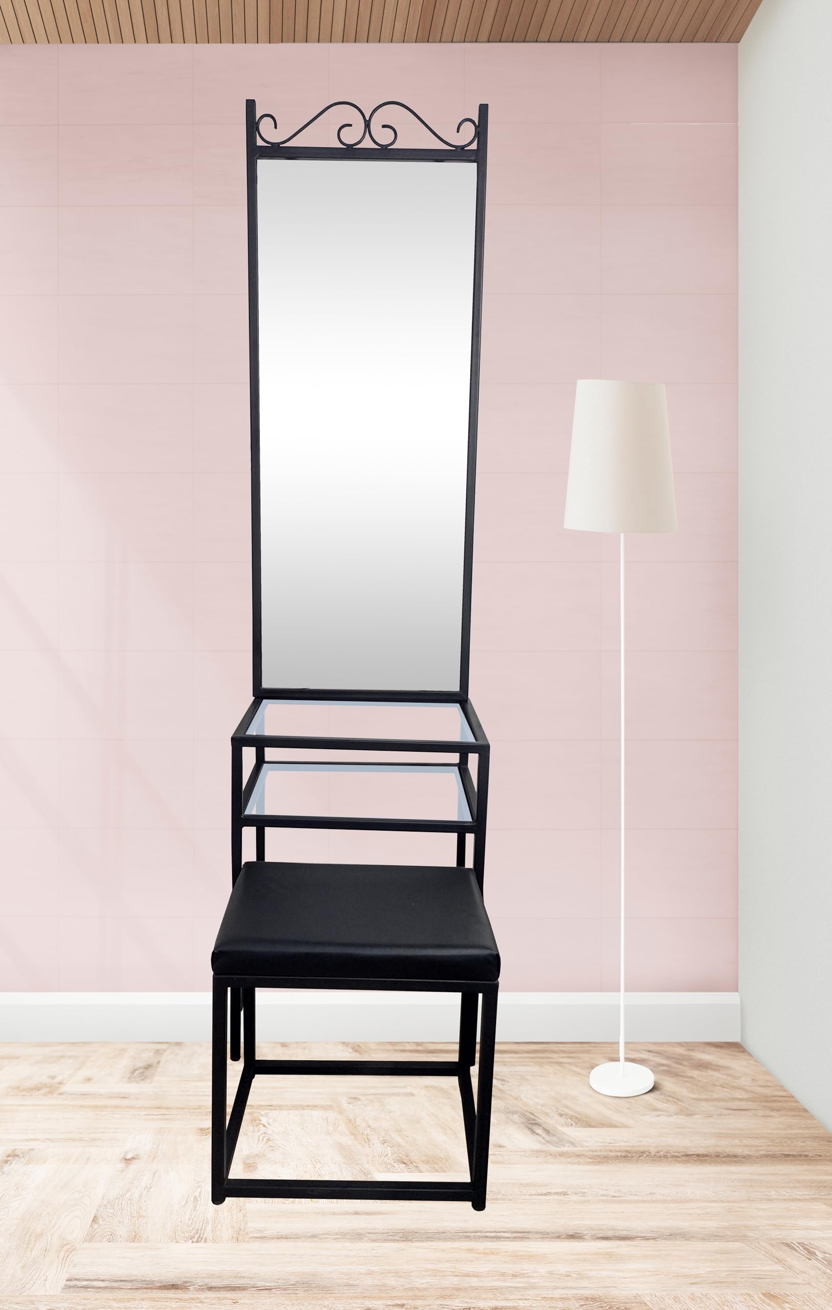 S. K. MODERN ART Metal Dressing Table with Mirrior and Stool : Amazon ...