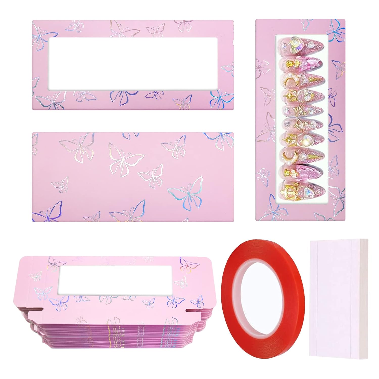 Amazon.com: HLQHXWHZT 35 Pcs Empty Press on Nails Packaging Box Set 35 ...