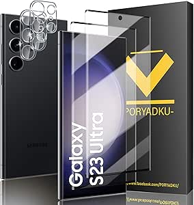 Amazon.com: 2+2 Pack For Galaxy S23 Ultra Screen Protector + Tempered Glass Camera Lens ...