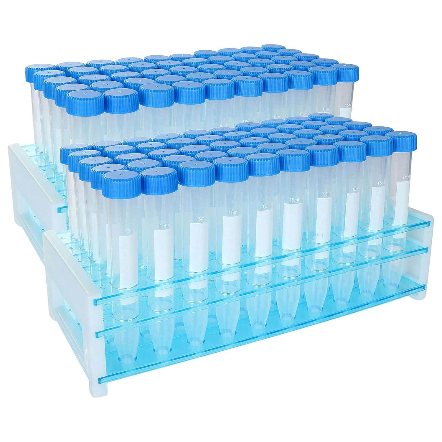 100 Pcs 15ml Conical Centrifuge Tubes, Plastic Test Tube with Screw Cap ...