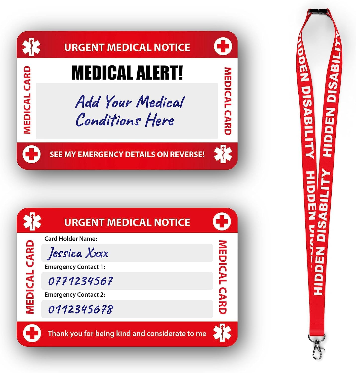 Amazon.com : Medical Card Awareness with Writable Panel and Patterned ...