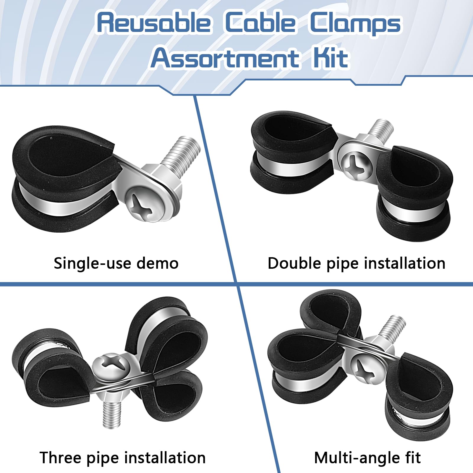 Snapklik.com : 50 PCS 1/2" Cable Clamps, 304 Stainless Steel Rubber ...