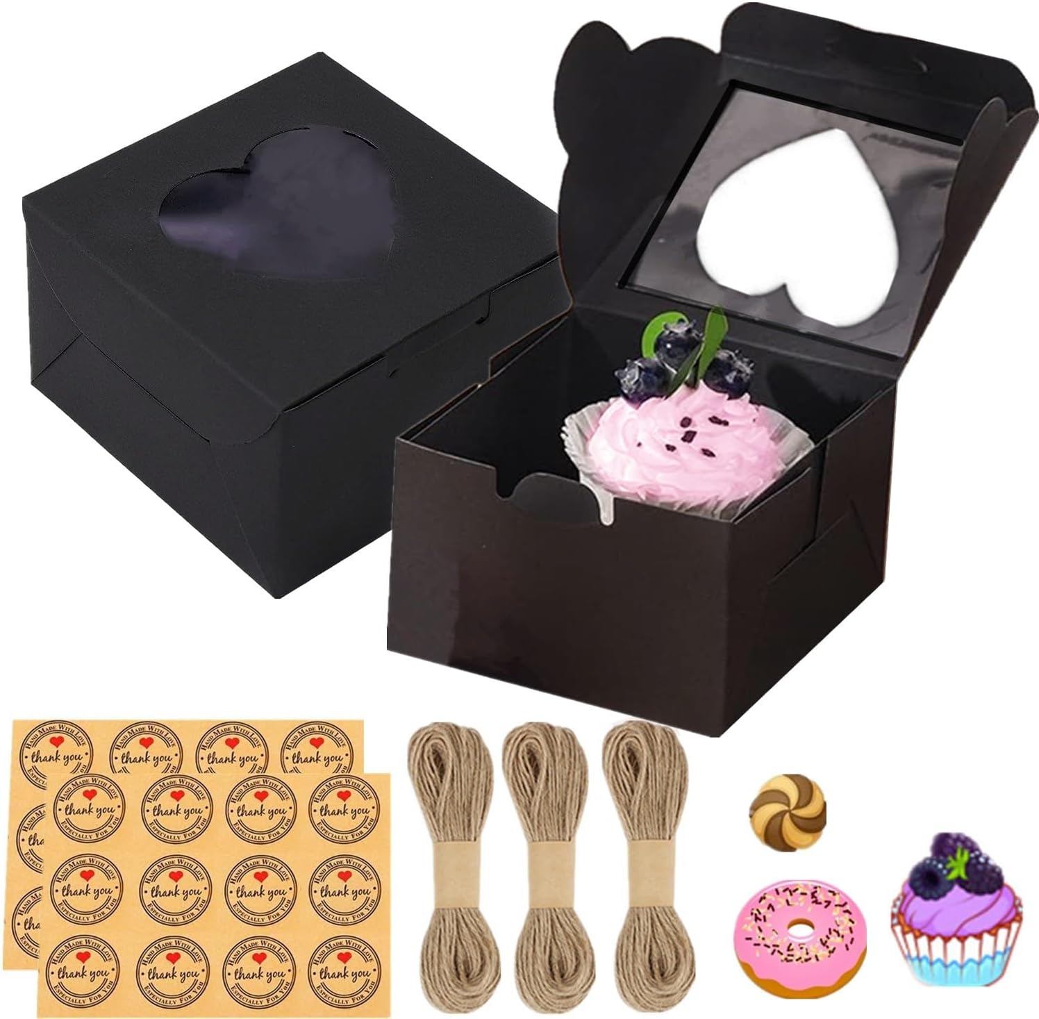 Amazon.com: Gbateri 50 Pack Small Bakery Boxes with Window 4x4x2.5 Inch ...