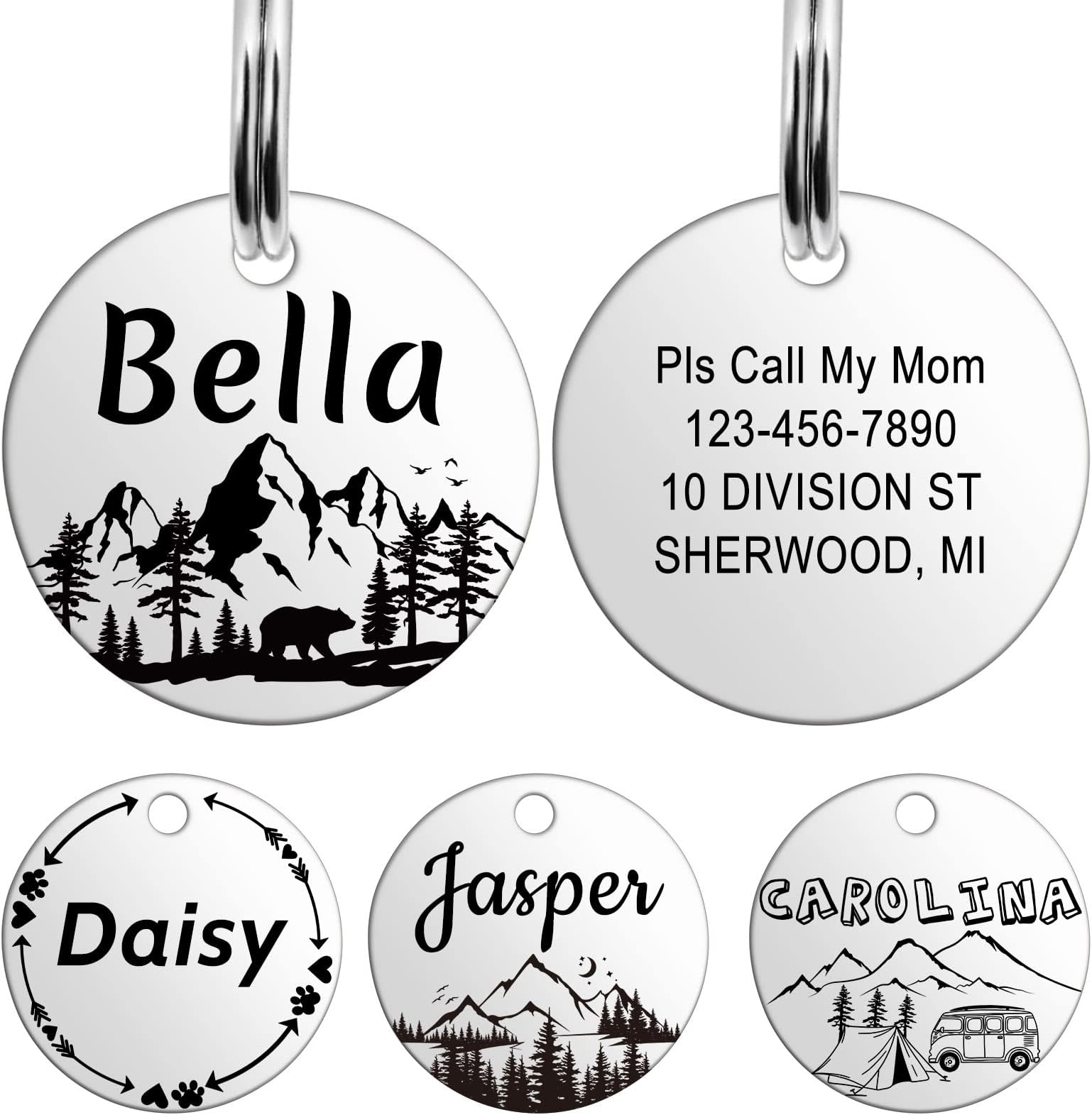 Pet Supplies : Laser Etched Stainless Steel Pet ID Tags Custom ...