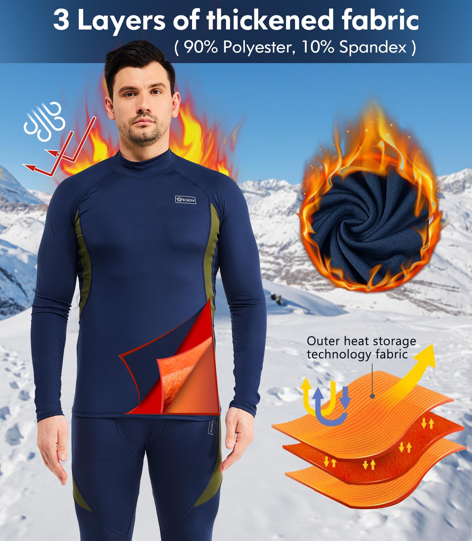 Snapklik.com : Romision Turtle Neck Long Johns Thermal Underwear For ...