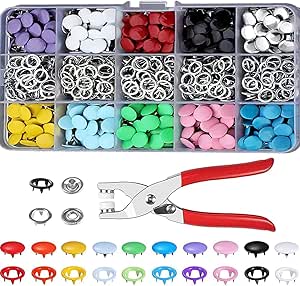 400 Sets Snap Button Fastener Kit, 9.5mm Metal Poppers Fasteners Kit ...