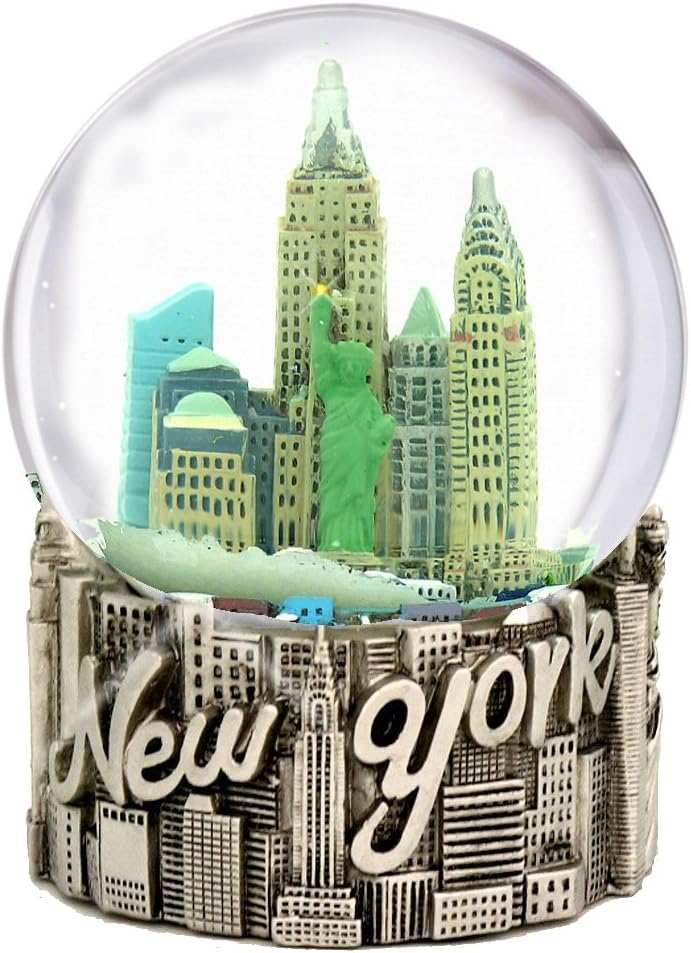 Amazon.com: New York City Snow Globe 4.5 Inch Silver NYC Souvenirs ...