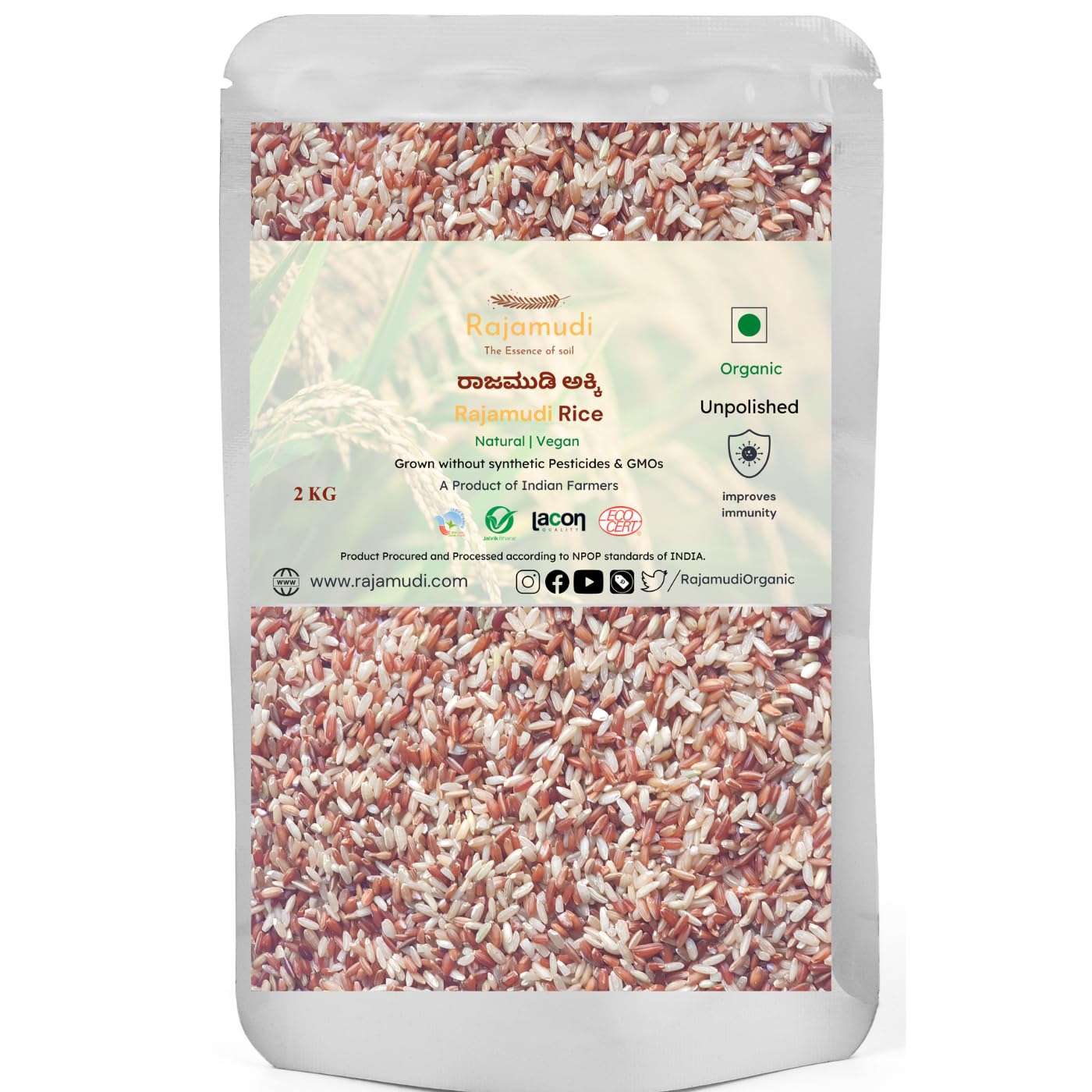 Rajamudi – Authentic Rajamudi Rice (Unpolished) 2 kg – Certified ...
