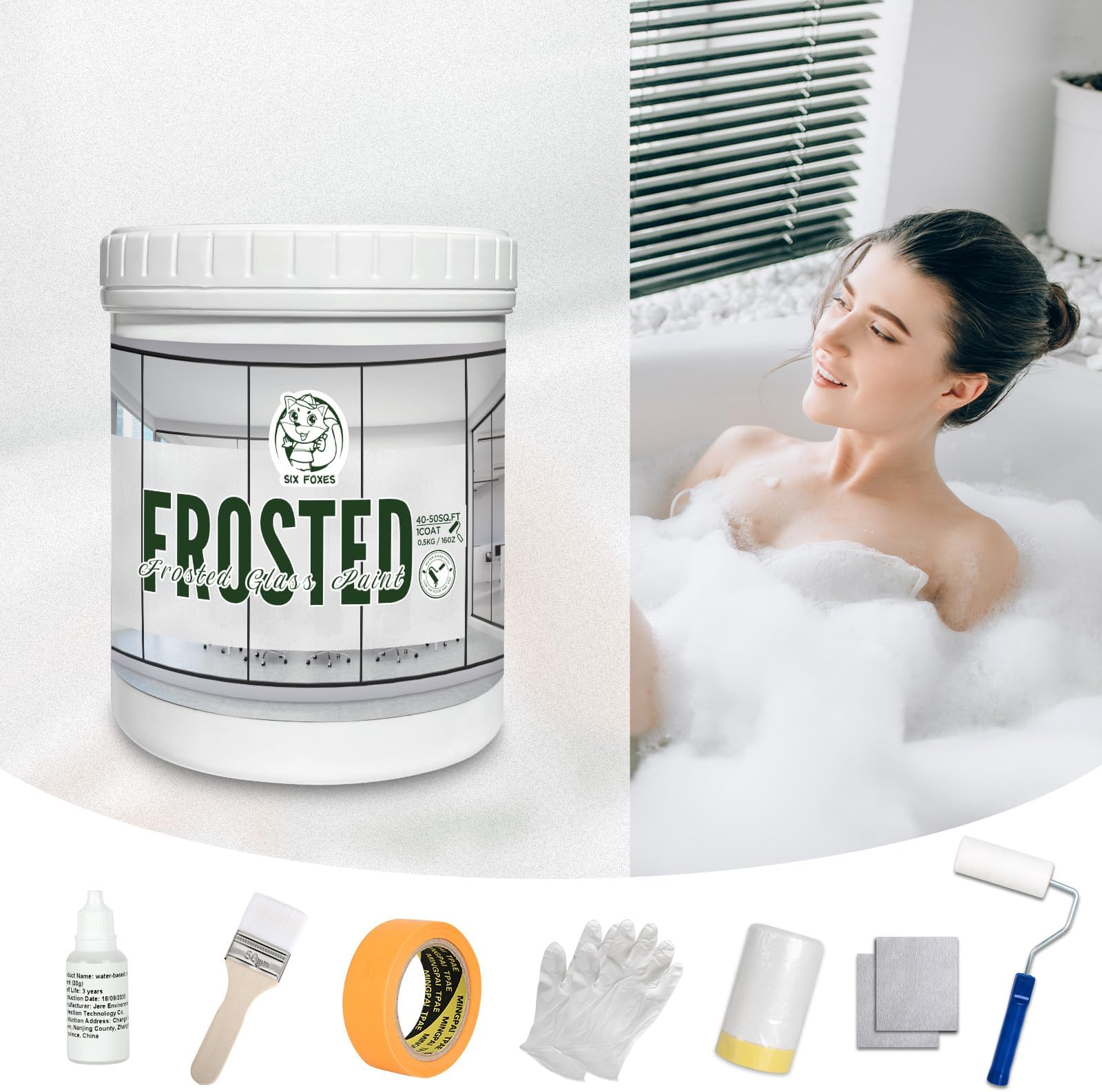 SIX FOXES Frosted Glass Paint for Windows Privacy, [16 Oz, Translucent ...