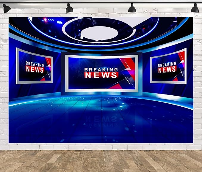 Amazon.com : CORFOTO News Broadcast Backdrop Fabric 7x5ft TV Show ...