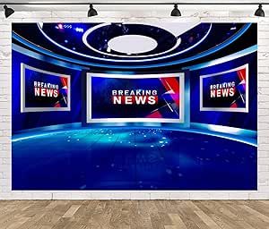 Amazon.com : CORFOTO News Broadcast Backdrop Fabric 5x4ft TV Show ...