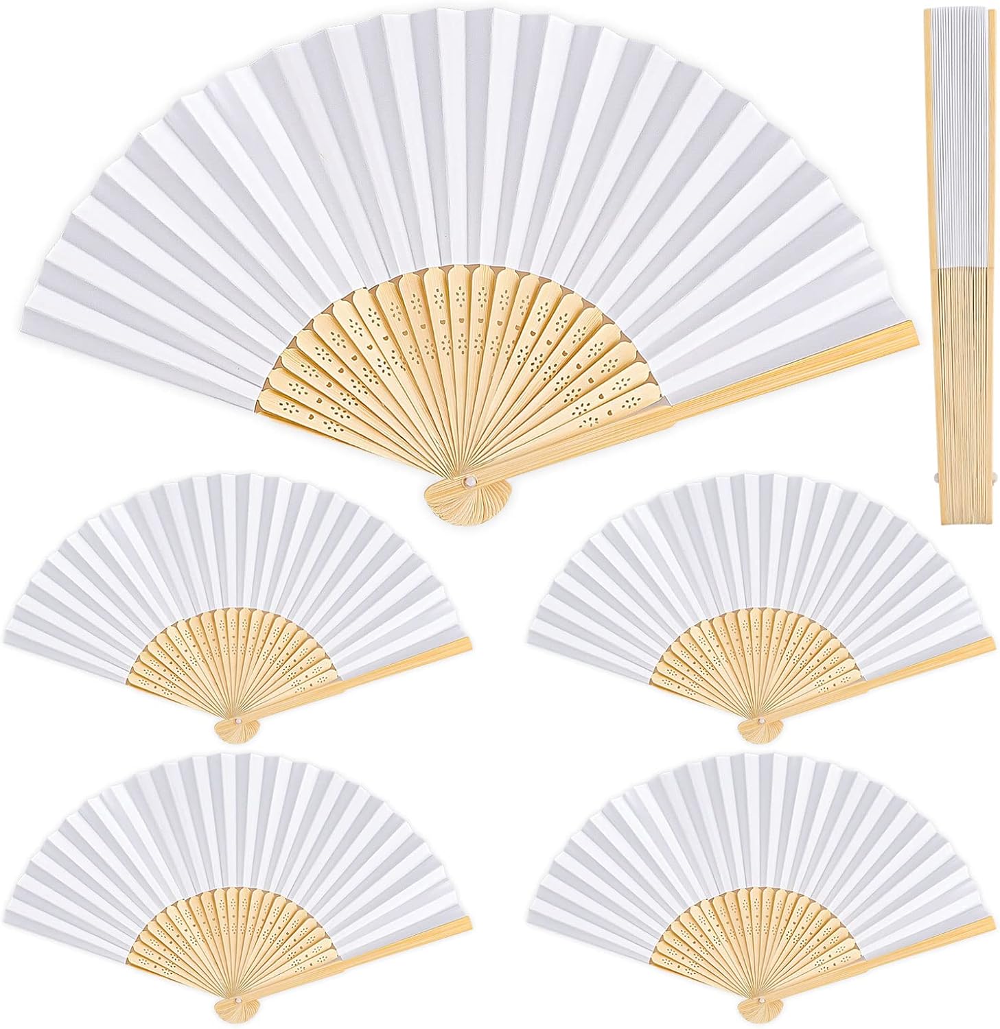 Ailvor Wedding Fans, 6 Pcs Hand Fan Folding, Handheld Fan Folding for ...