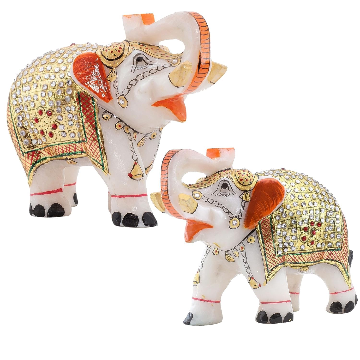 KRAFTSKALA Marble Elephants Pair Set of 2 Showpieces Size 4 inch ...
