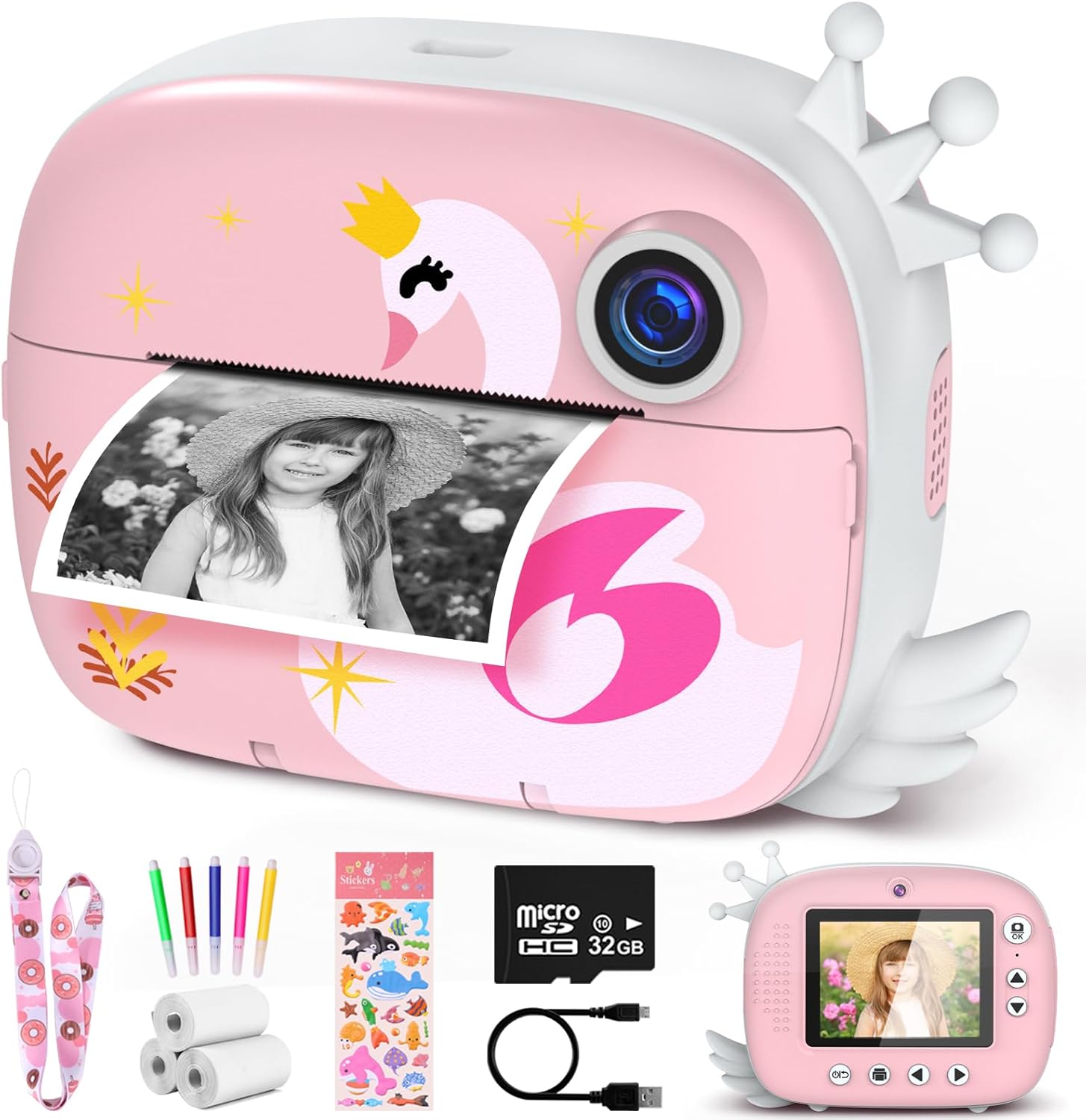 Hangrui Kids Camera Instant Print, 2.4 Inch 1080P 20MP Instant Camera ...