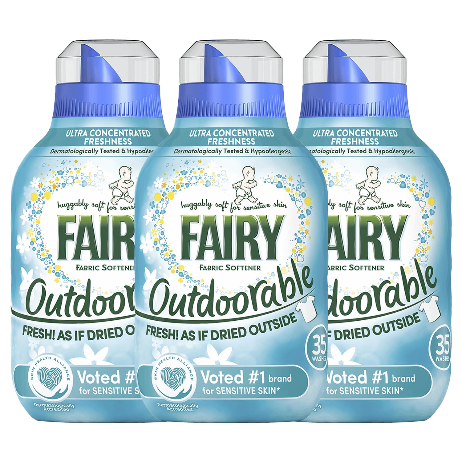 Fairy Outdoorable Fabric Conditioner 105 Washes, 1.47L (490ml x 3 ...